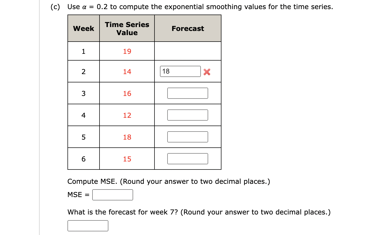 Solved (c) ﻿Use α=0.2 ﻿to compute the exponential smoothing | Chegg.com