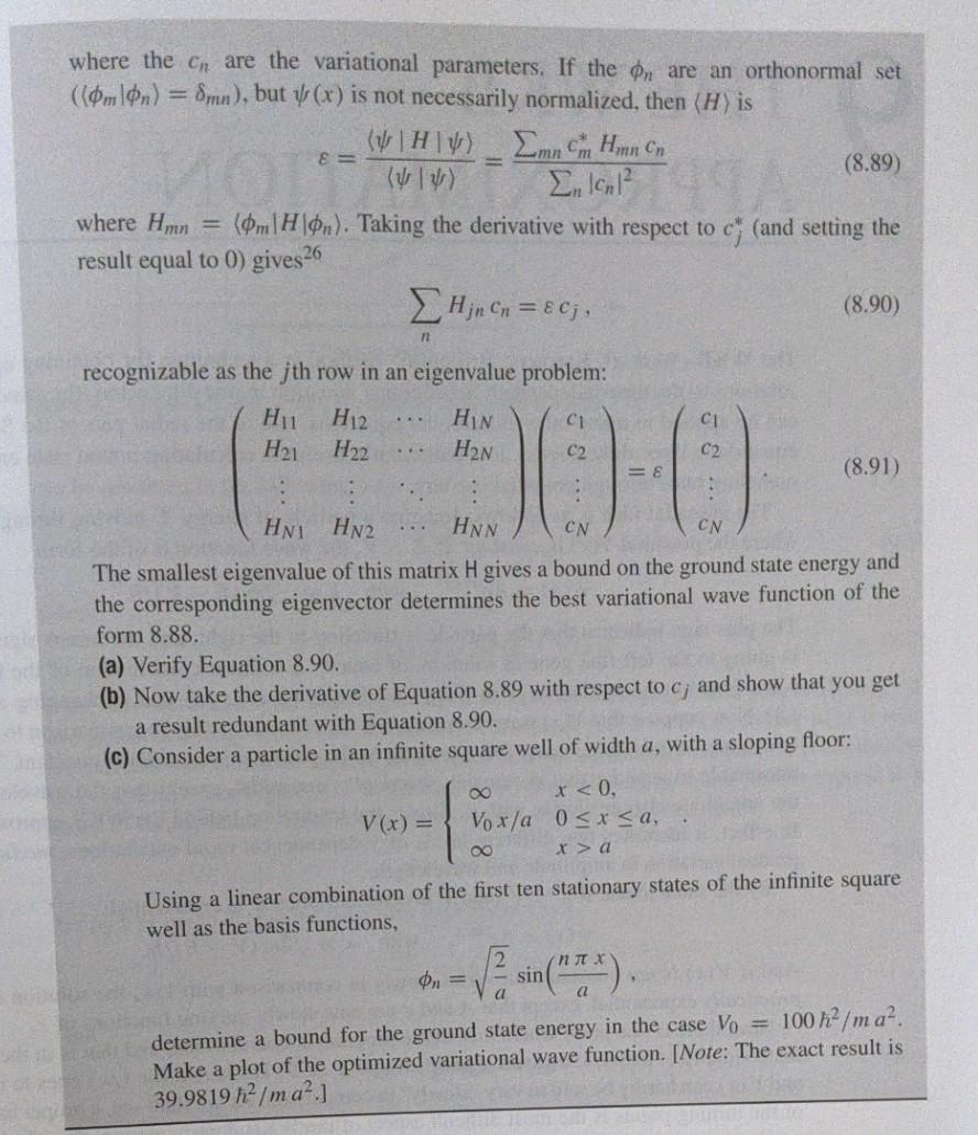 Solved Problem 8 30 Performing A Variational Calculation