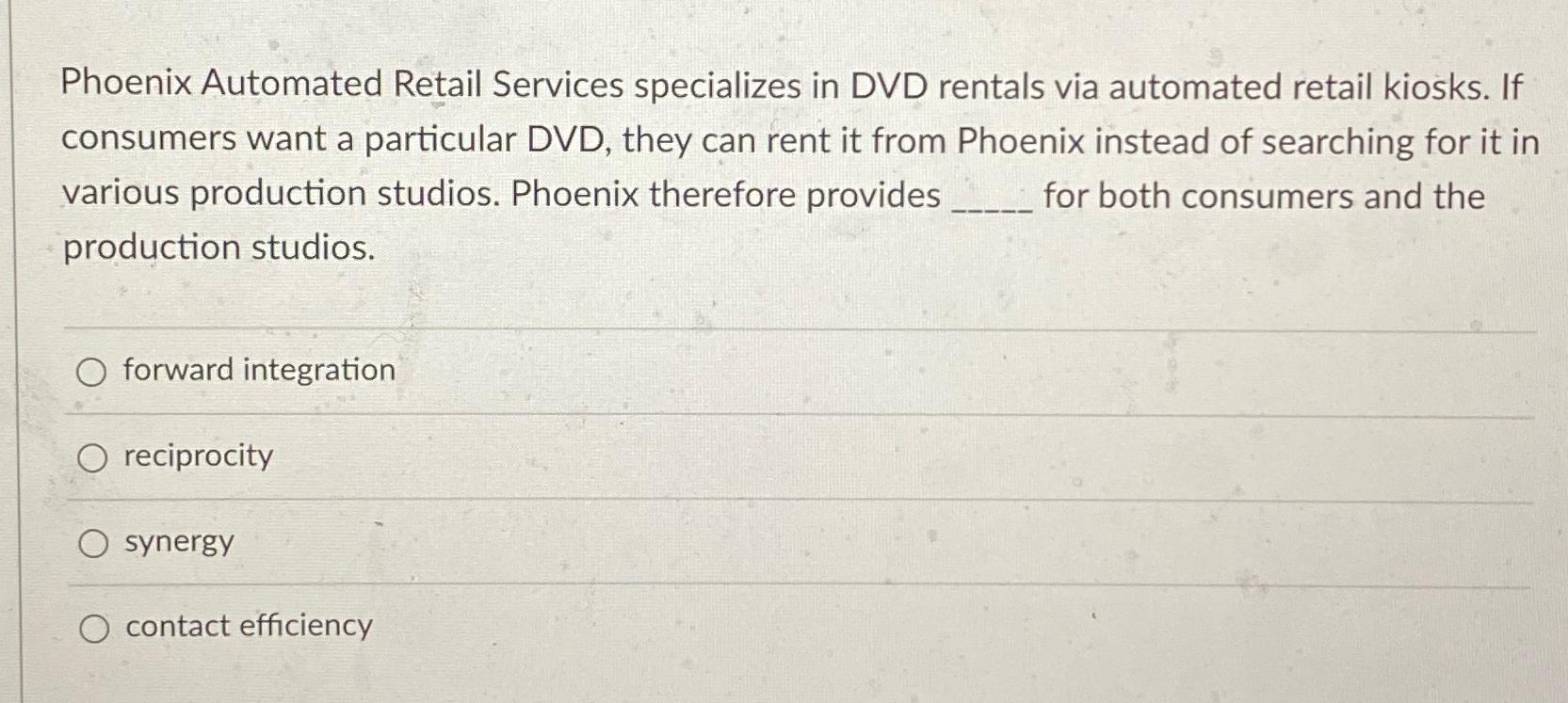 Solved Phoenix Automated Retail Services specializes in DVD | Chegg.com