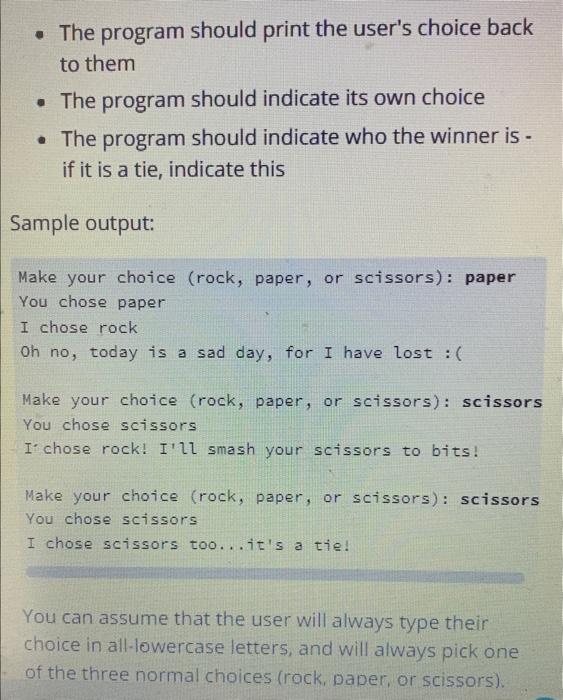 Solved Rock, Paper, Scissors Rock, paper, scissors is a | Chegg.com