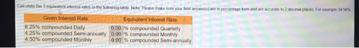Solved Calculato the 3 equivalent interest rates in the | Chegg.com