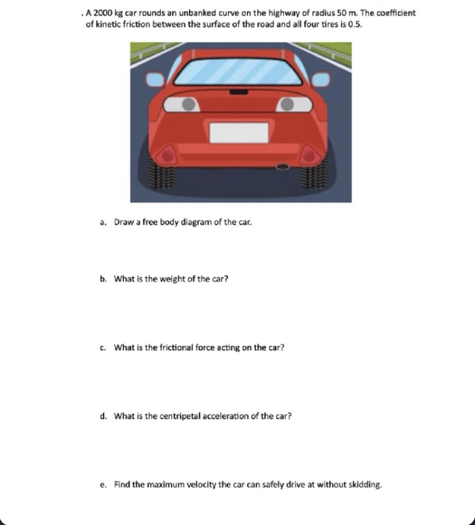 Solved . ﻿A 2000kg ﻿car rounds an unbanked curve on the | Chegg.com