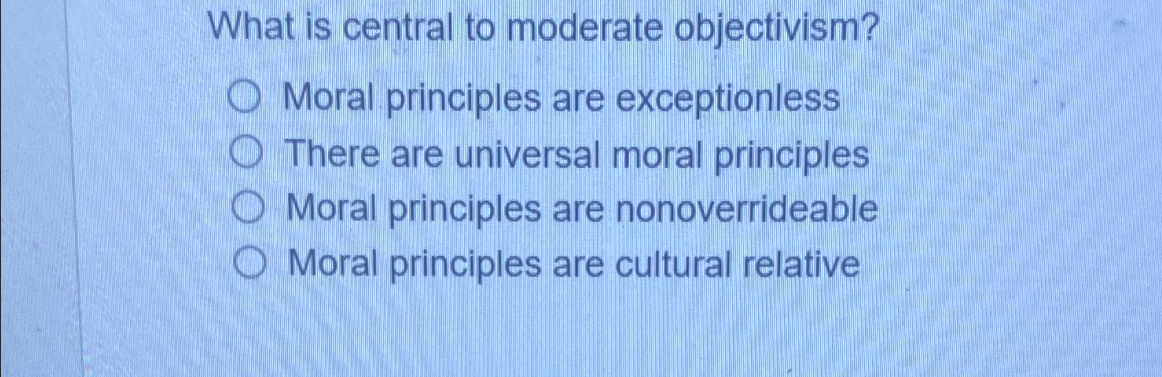 Solved What is central to moderate objectivism?Moral | Chegg.com