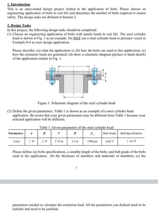 1. Introduction This is an open-ended design project | Chegg.com