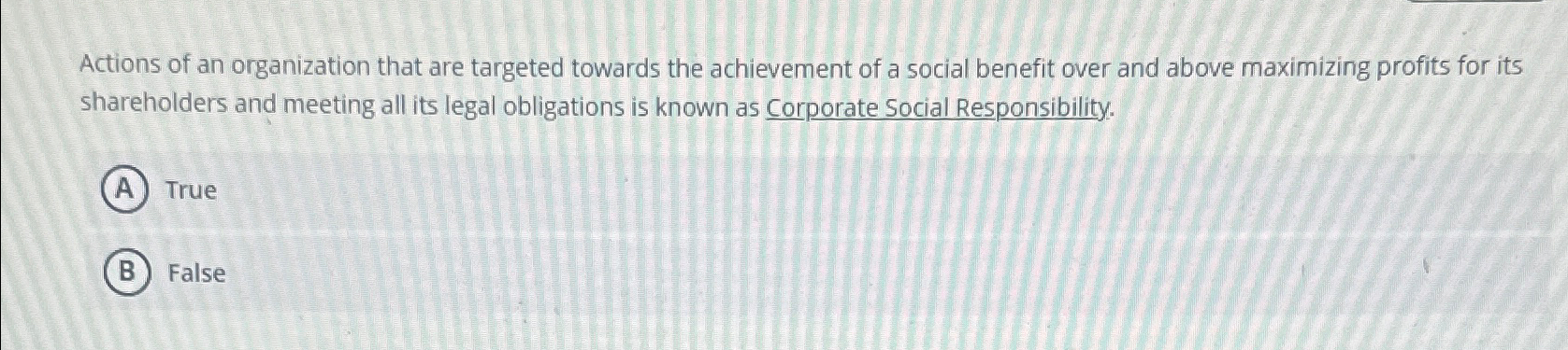 Solved Actions of an organization that are targeted towards | Chegg.com