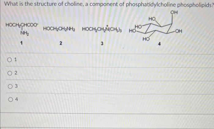 Solved What is the structure of choline, a component of | Chegg.com