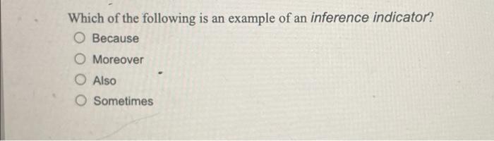Solved Which of the following is an example of an inference | Chegg.com