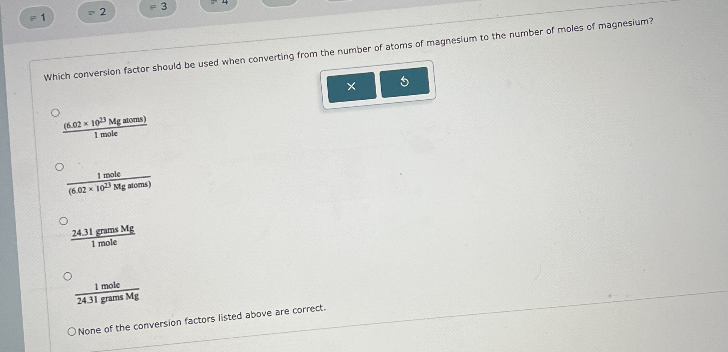 Solved -=1=2=3Which conversion factor should be used when | Chegg.com