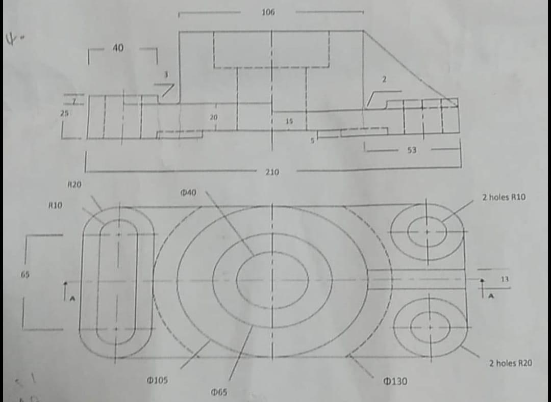 Solved draw a complete side view, and sectional elevation at | Chegg.com
