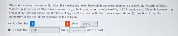 Solved Object A is moving due east, while object B is moving | Chegg.com