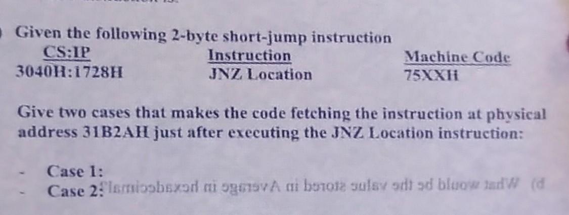 Solved Given the following 2-byte short-jump instruction | Chegg.com