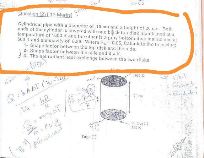 Solved Cylindrical pipe with a diameter of 10 cm and a | Chegg.com