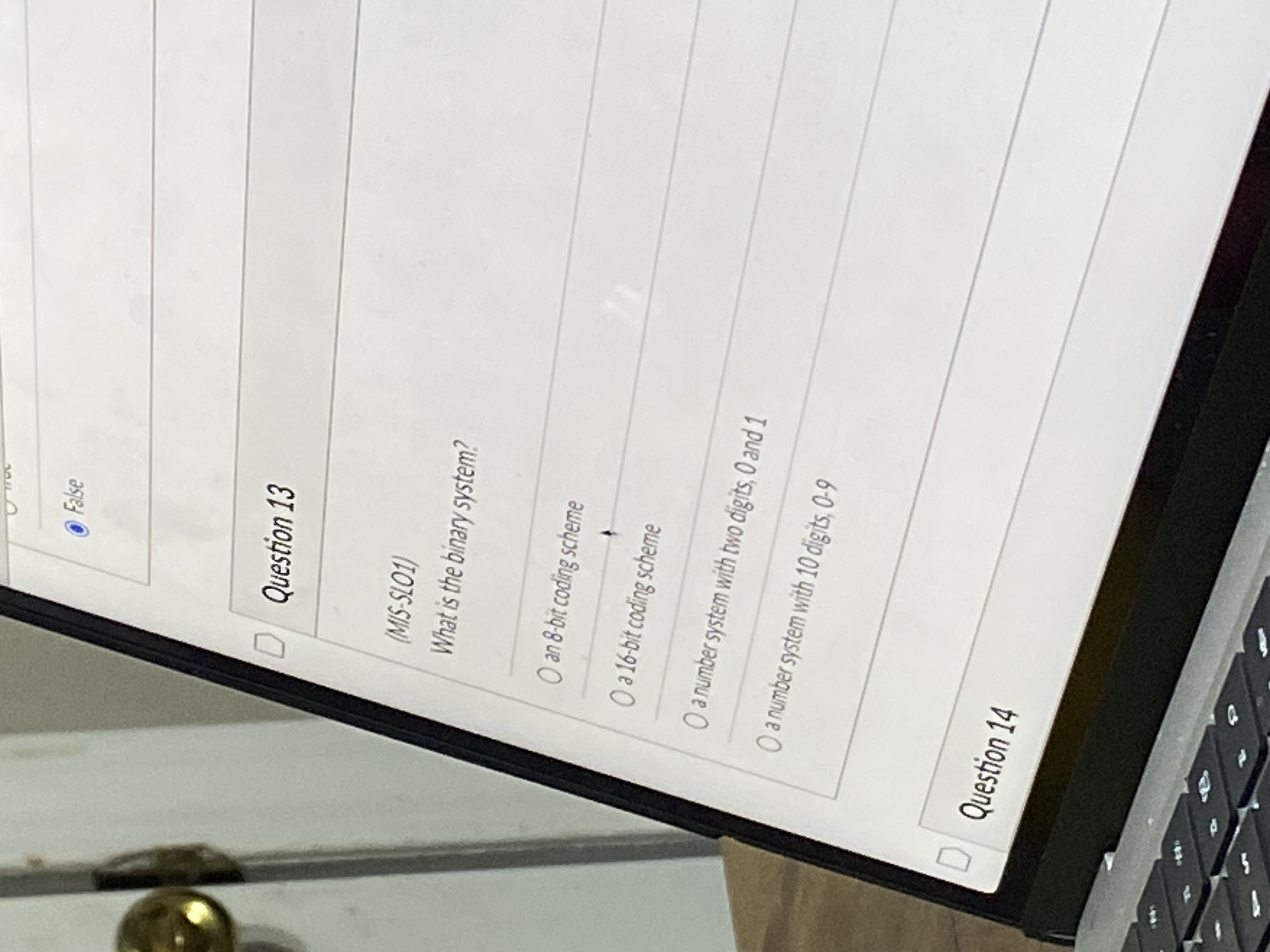 Solved FalseQuestion 13(MSSSLO1)What is the binary system?On | Chegg.com