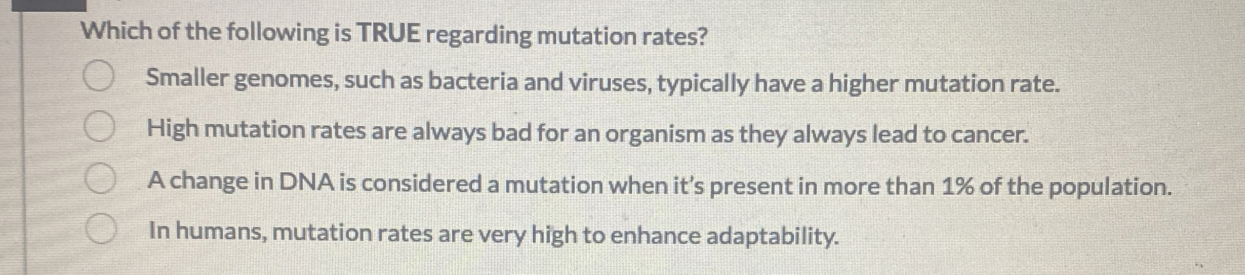 Solved Which of the following is TRUE regarding mutation | Chegg.com