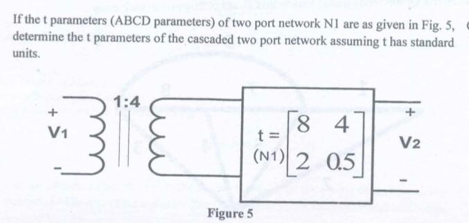 Solved If the t parameters ( ABCD parameters) of two port | Chegg.com