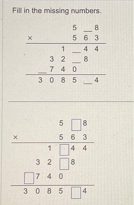 Solved Fill in the missing numbers. | Chegg.com