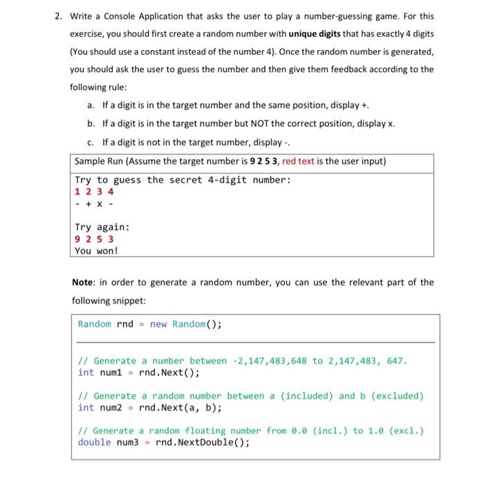 Solved 2. Write a Console Application that asks the user to | Chegg.com