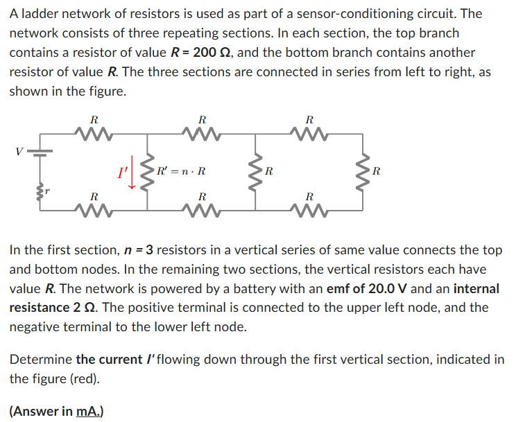 Solved A ladder network of resistors is used as part of a | Chegg.com