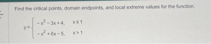Solved Find the critical points, domain endpoints, and local | Chegg.com