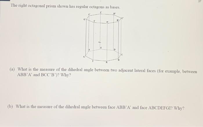 Solved 2 The right octagonal prism shown has regular | Chegg.com