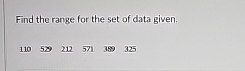Solved Find the range for the set of data | Chegg.com