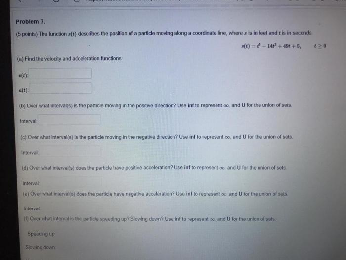 Solved Problem 7. (5 points) The functions(t) describes the | Chegg.com