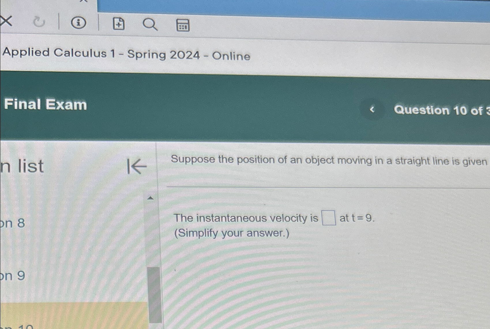 Solved Applied Calculus 1 - Spring 2024 - OnlineFinal | Chegg.com Solved Applied Calculus 1 - Spring 2024 - OnlineFinal | Chegg.com