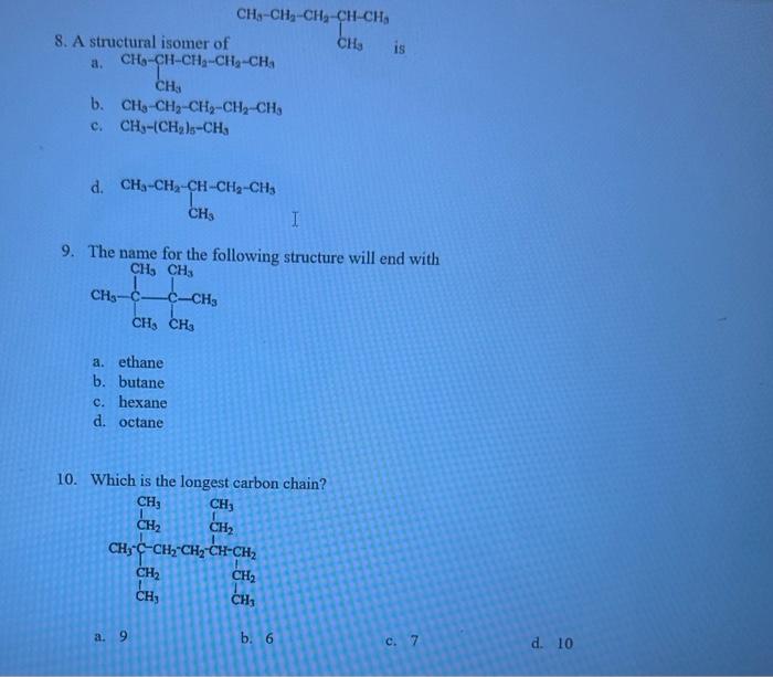 Solved 6. All of the members of the alkane series of | Chegg.com