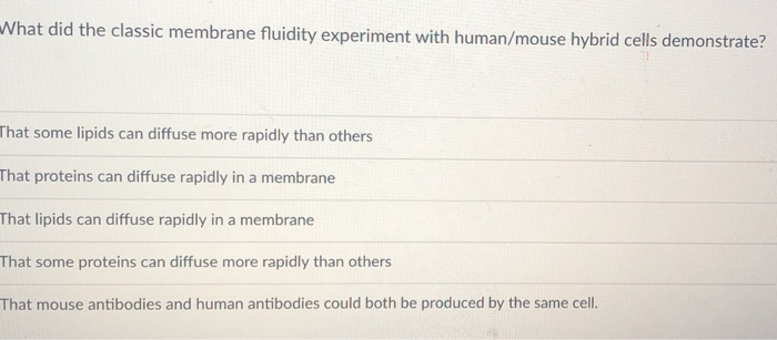 Solved What did the classic membrane fluidity experiment | Chegg.com