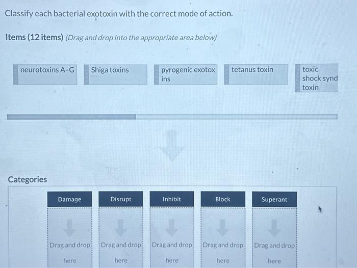 Classify each bacterial exotoxin with the correct | Chegg.com