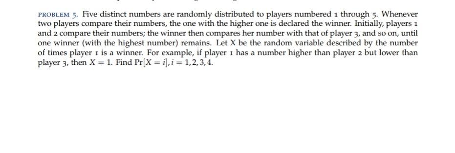 Solved PROBLEM 5. Five distinct numbers are randomly | Chegg.com