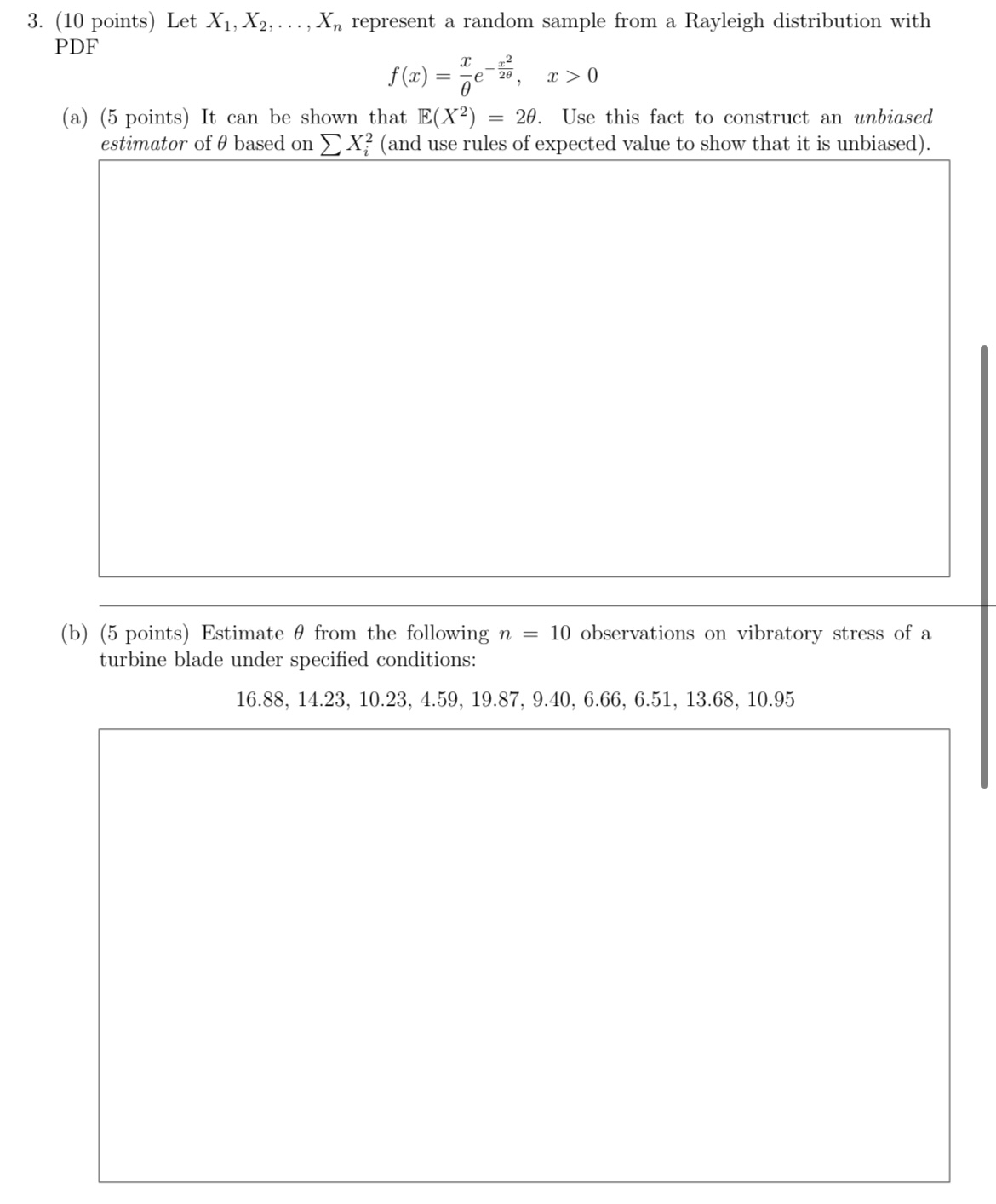 Solved ( 10 ﻿points) ﻿Let x1,x2,dots,xn ﻿represent a random | Chegg.com