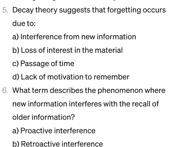 Solved Decay theory suggests that forgetting occurs due | Chegg.com
