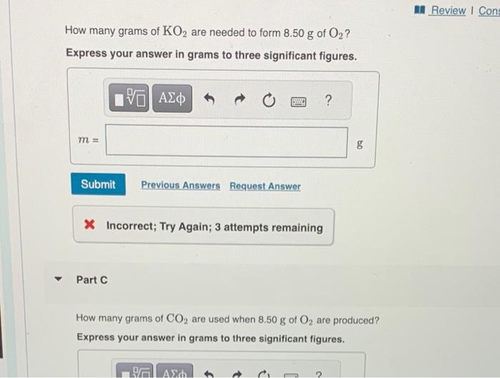 Solved The reaction between potassium superoxide, KO2, and | Chegg.com