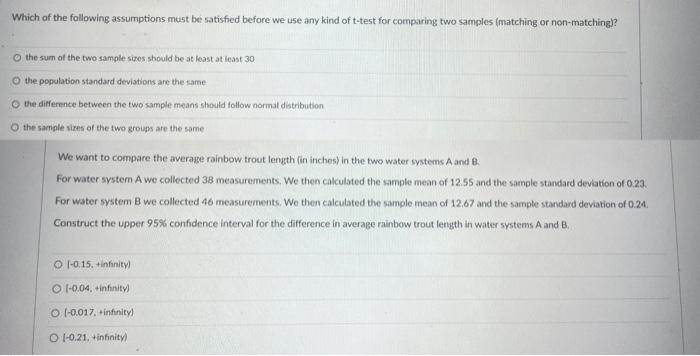 Solved hich of the following assumptions must be satisfied | Chegg.com