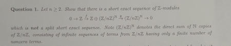 Solved Question 1. ﻿Let n≥2. ﻿Show that there is a short | Chegg.com