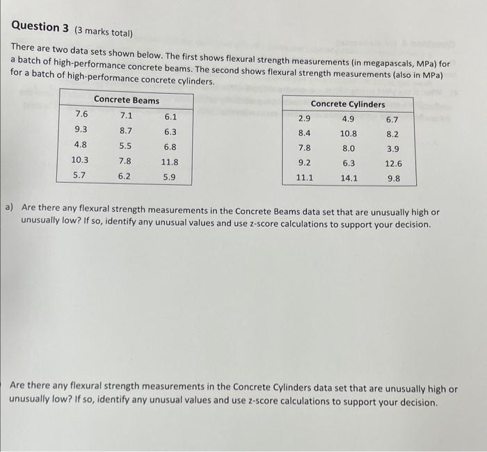 Solved Question 3 ( 3 marks total) There are two data sets | Chegg.com