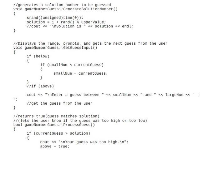 Solved COP 3014 - program 9 - number guess game class with | Chegg.com