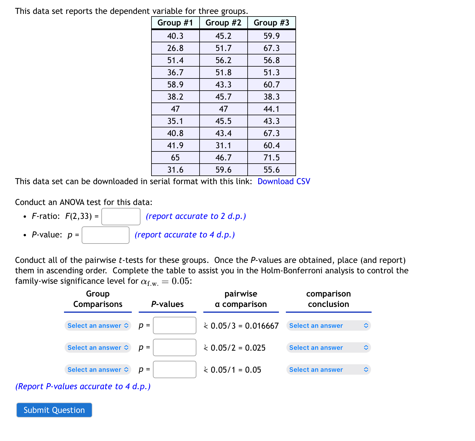 Solved This data set reports the dependent variable for | Chegg.com