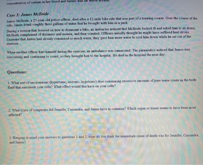 Solved Water Can Kill? Case 1: Jennifer Strange Jennifer | Chegg.com