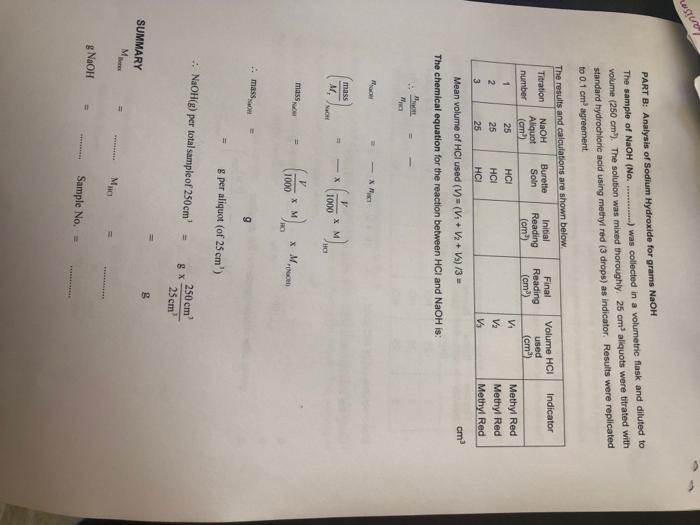 Solved EXPERIMENT 2 - STANDARDIZATION OF HCI : NaOH ANALYSIS | Chegg.com