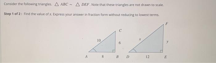 Solved Consider the following triangles. A ABC A DEF. Note | Chegg.com
