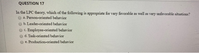 Solved QUESTION 17 In the LPC theory, which of the following | Chegg.com