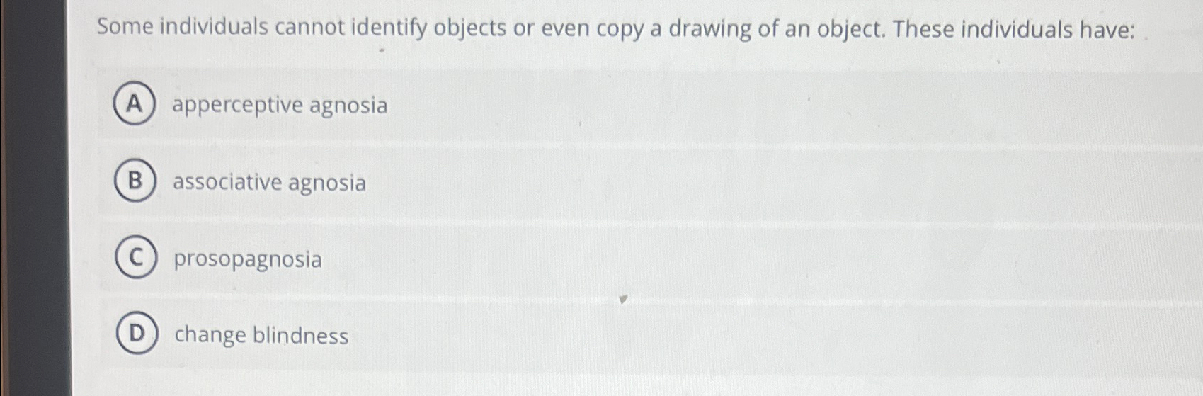 Solved Some individuals cannot identify objects or even copy | Chegg.com
