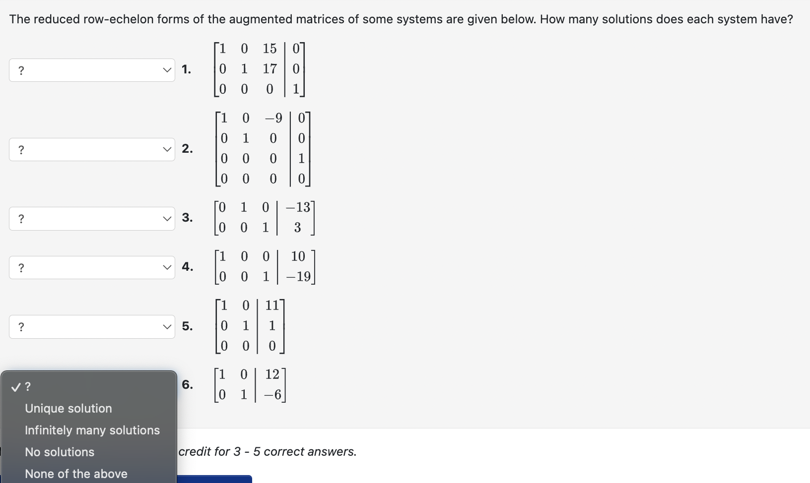 Solved The reduced row-echelon forms of the augmented | Chegg.com