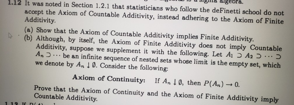 Solved algebra. 1.12 It was noted in Section 1.2.1 that | Chegg.com