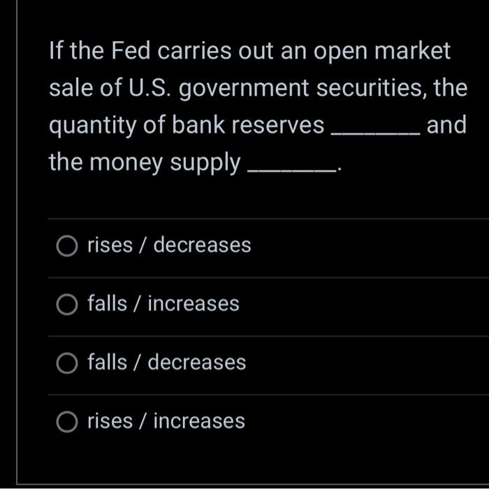 Solved The Federal Funds rate decreases when the quantity of | Chegg.com