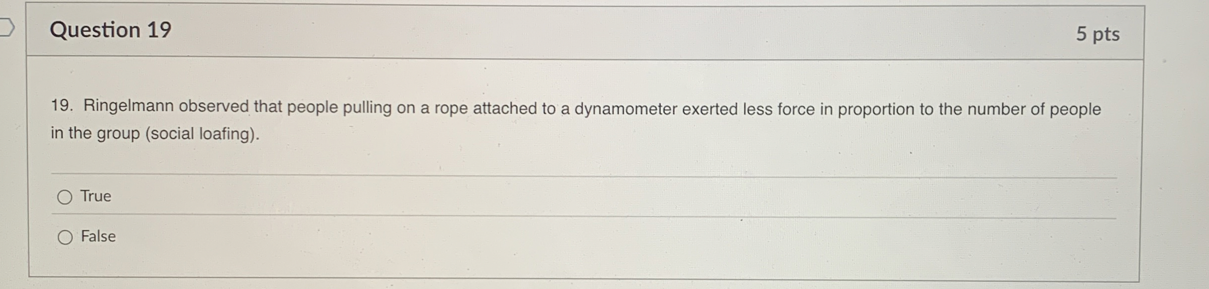 Solved Question 195 ﻿pts19. ﻿Ringelmann observed that people | Chegg.com