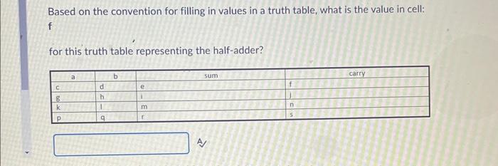 Solved Based on the convention for filling in values in a | Chegg.com