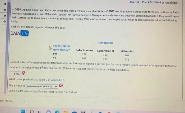 Solved Hint(s) Check My Work (1 remaining) In 2015, Addison | Chegg.com